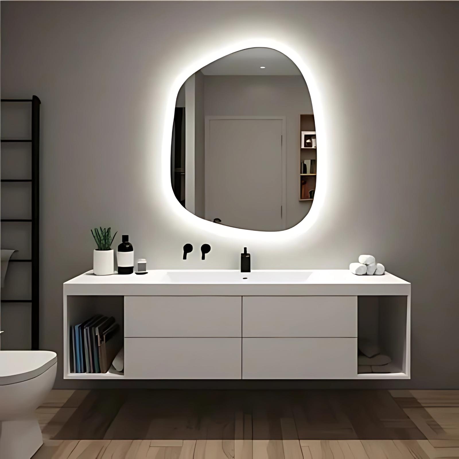 Water Drop Asymmetrical Led Mirror, Modern Design LED Mirror for Your ...
