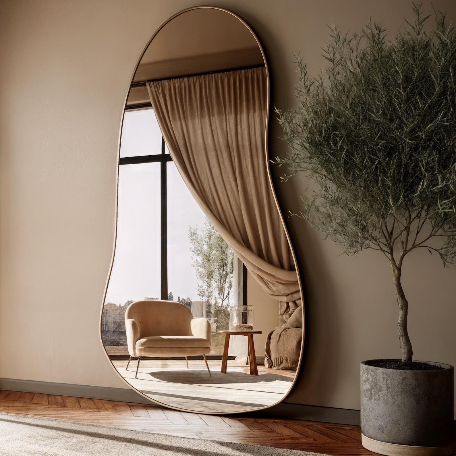 Asymmetrical Full Length Wall Mirror, Full Body Framed Mirror for Your ...