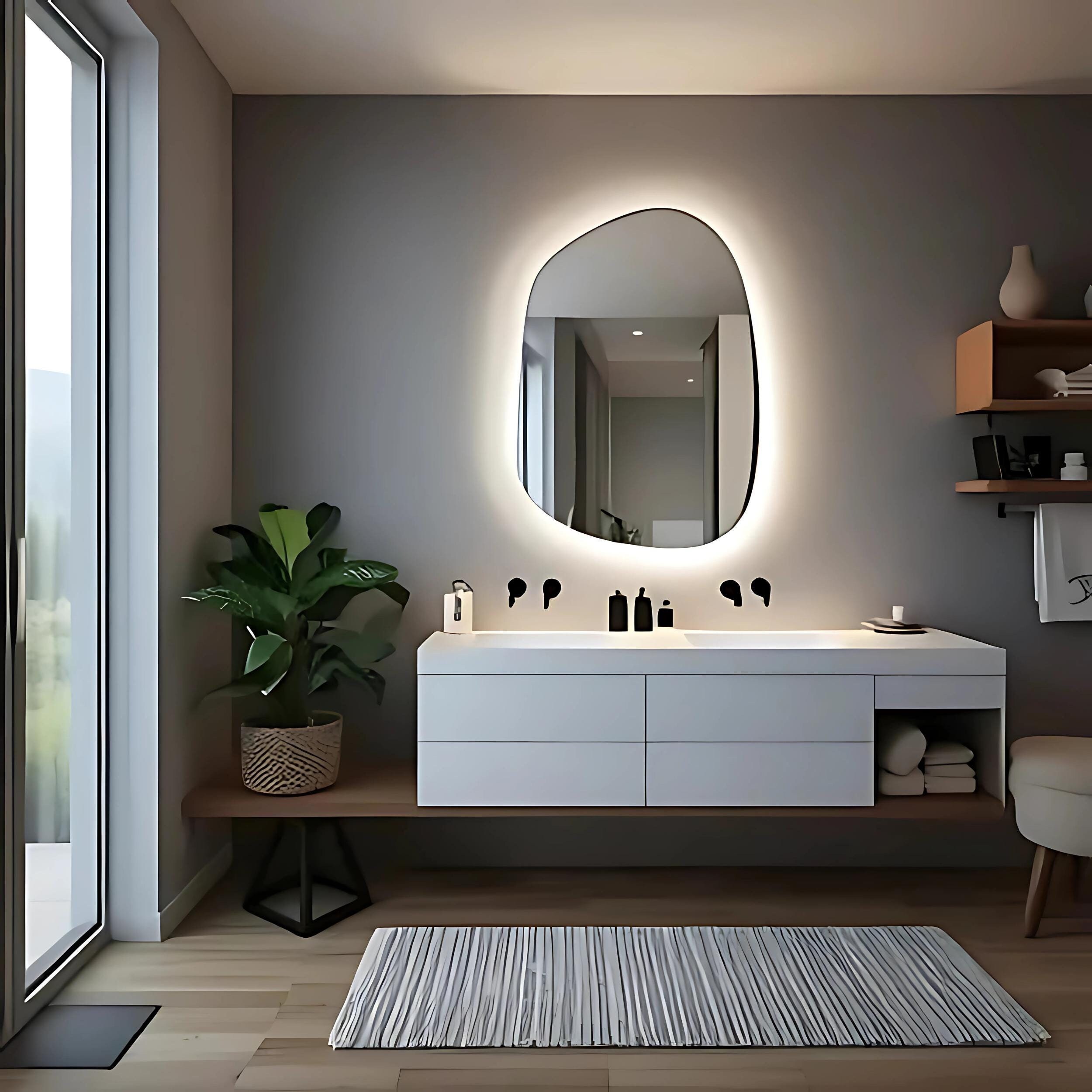 Water Drop Asymmetrical Led Mirror, Modern Design LED Mirror for Your ...