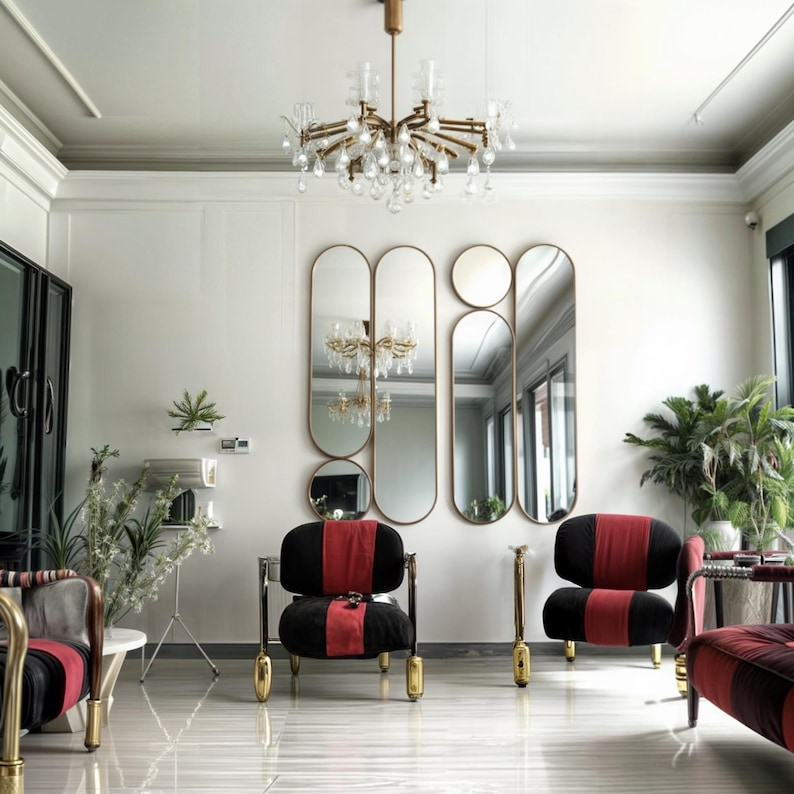 Decorative Contemporary Oval Mirror Set - Wall Hanging Mirror for ...