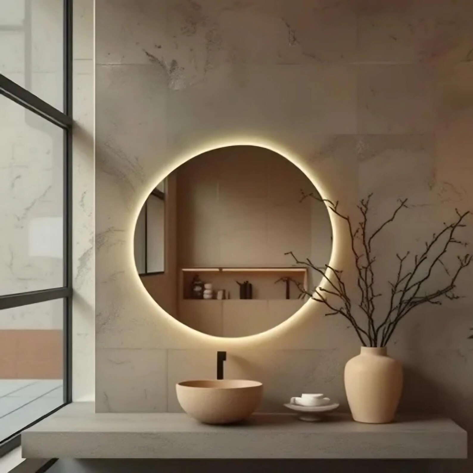 Modern Design Round Mirror-modern Circle Wall Mirror for Your Bathroom ...