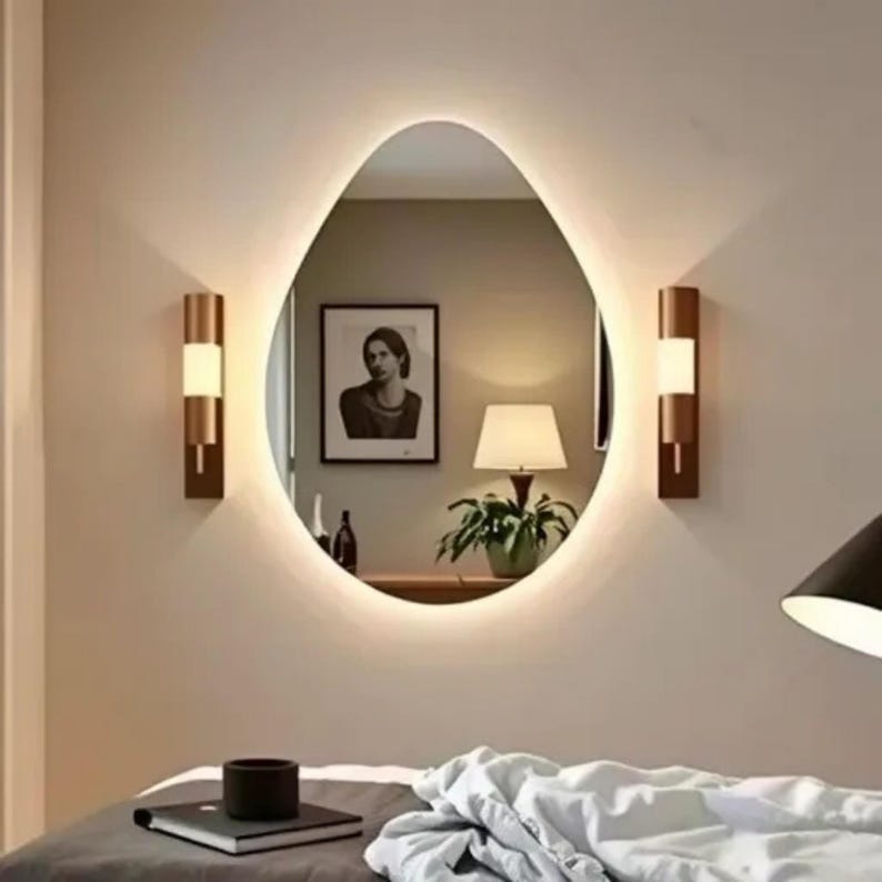 Modern Water Drop LED Mirror-unique Wall Decor for Bathroom or Bedroom ...