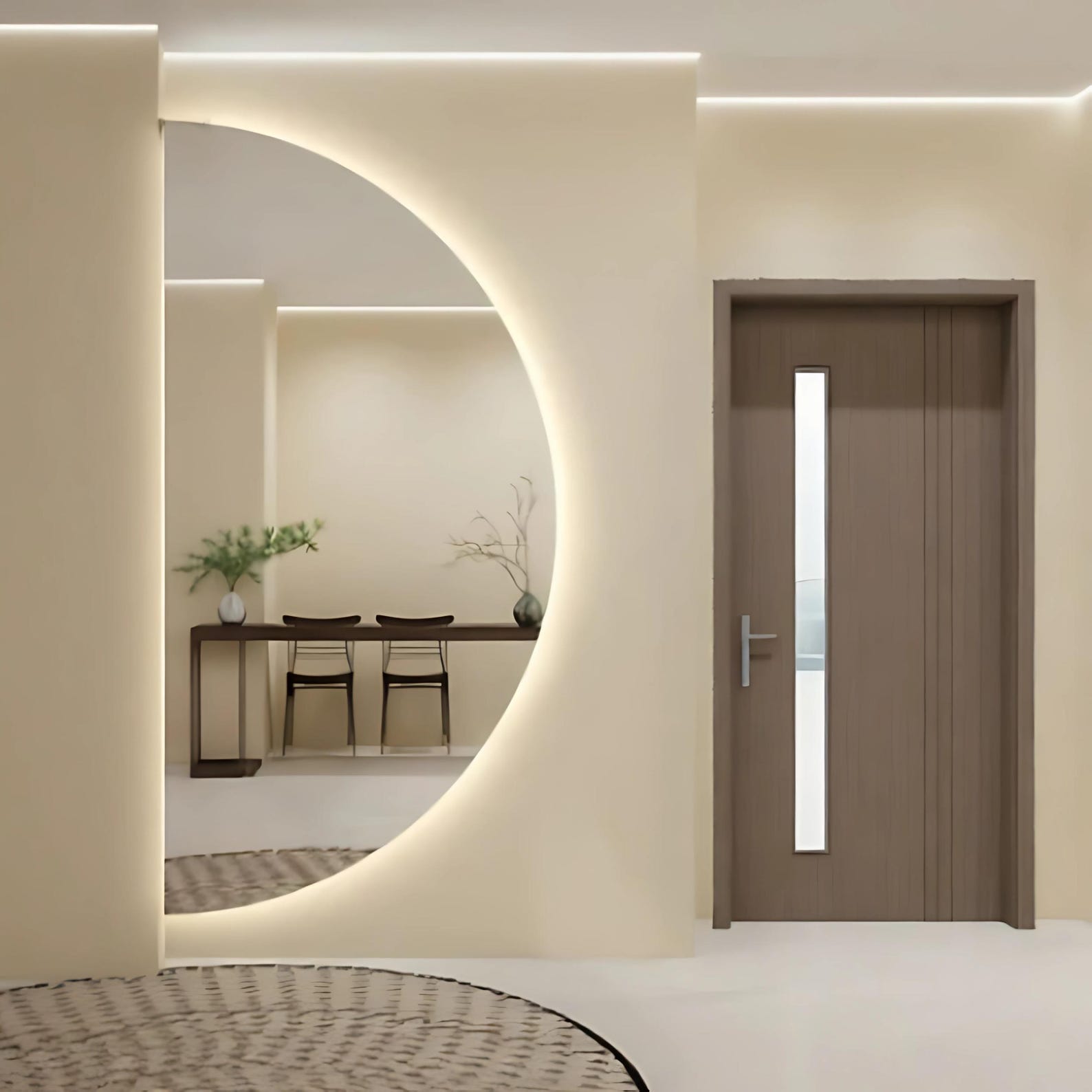 Half Moon Backlit Mirror, Radius Living Room Mirror, Half Circle Mirror ...