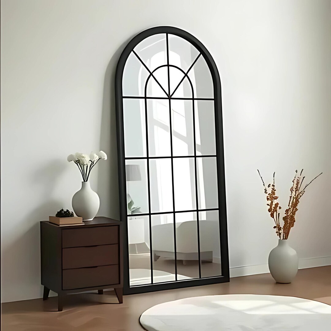 Arched Window Mirror, Full Length Arch Mirror, Farmhouse Asymmetrical ...
