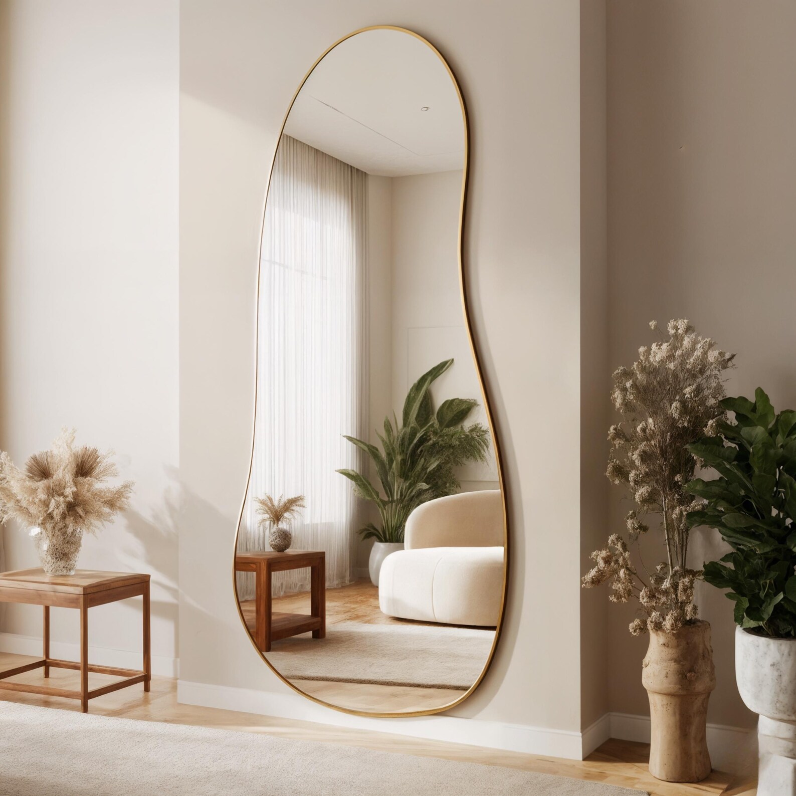 Asymmetrical Full Length Wall Mirror, Full Body Framed Mirror for Your ...