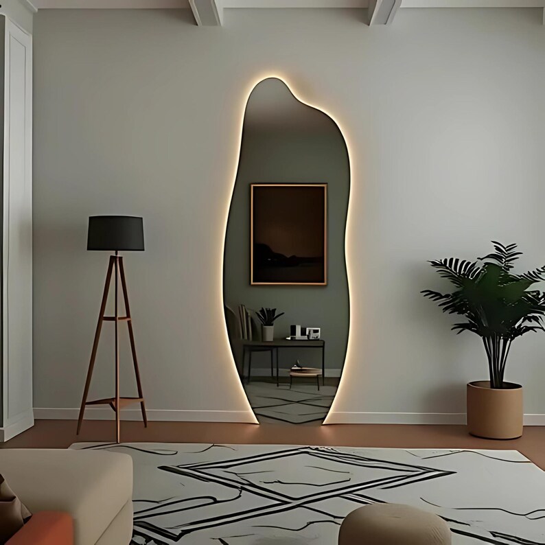 Led Lighted Full Length Mirror, Irregular Full Body Mirror for a ...