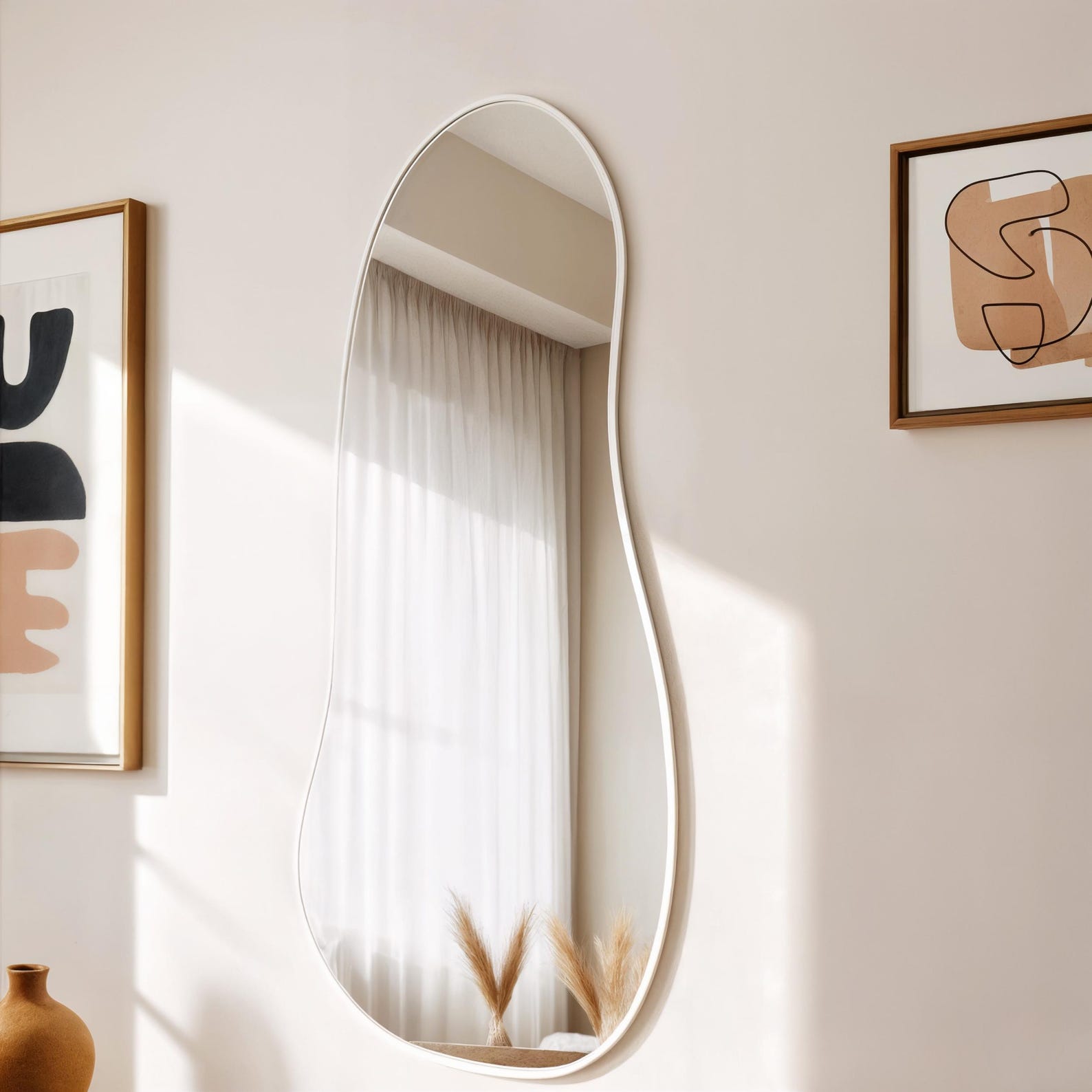 Asymmetrical Full Length Wall Mirror, Full Body Framed Mirror for Your ...