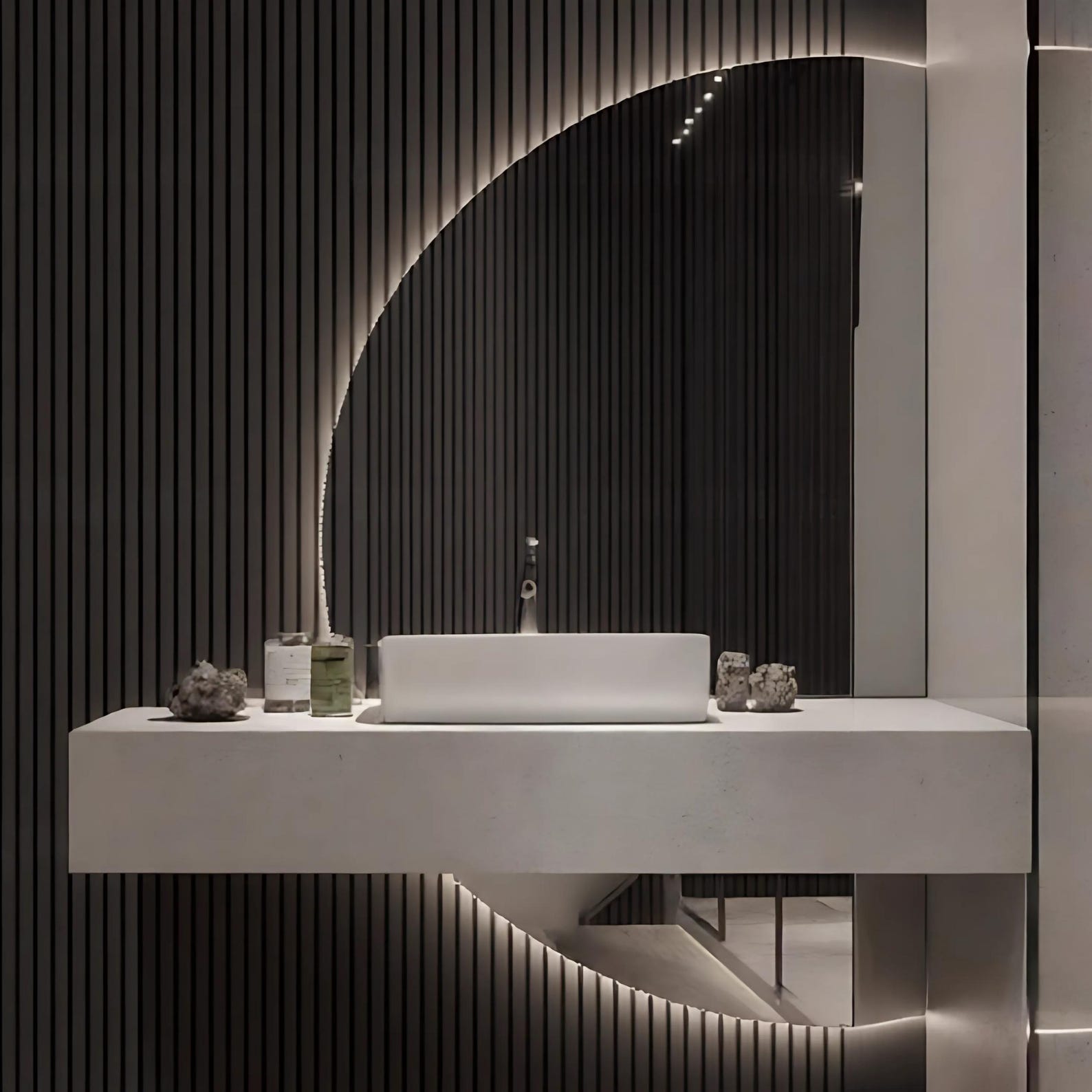 Half Moon Backlit Mirror, Radius Living Room Mirror, Half Circle Mirror ...