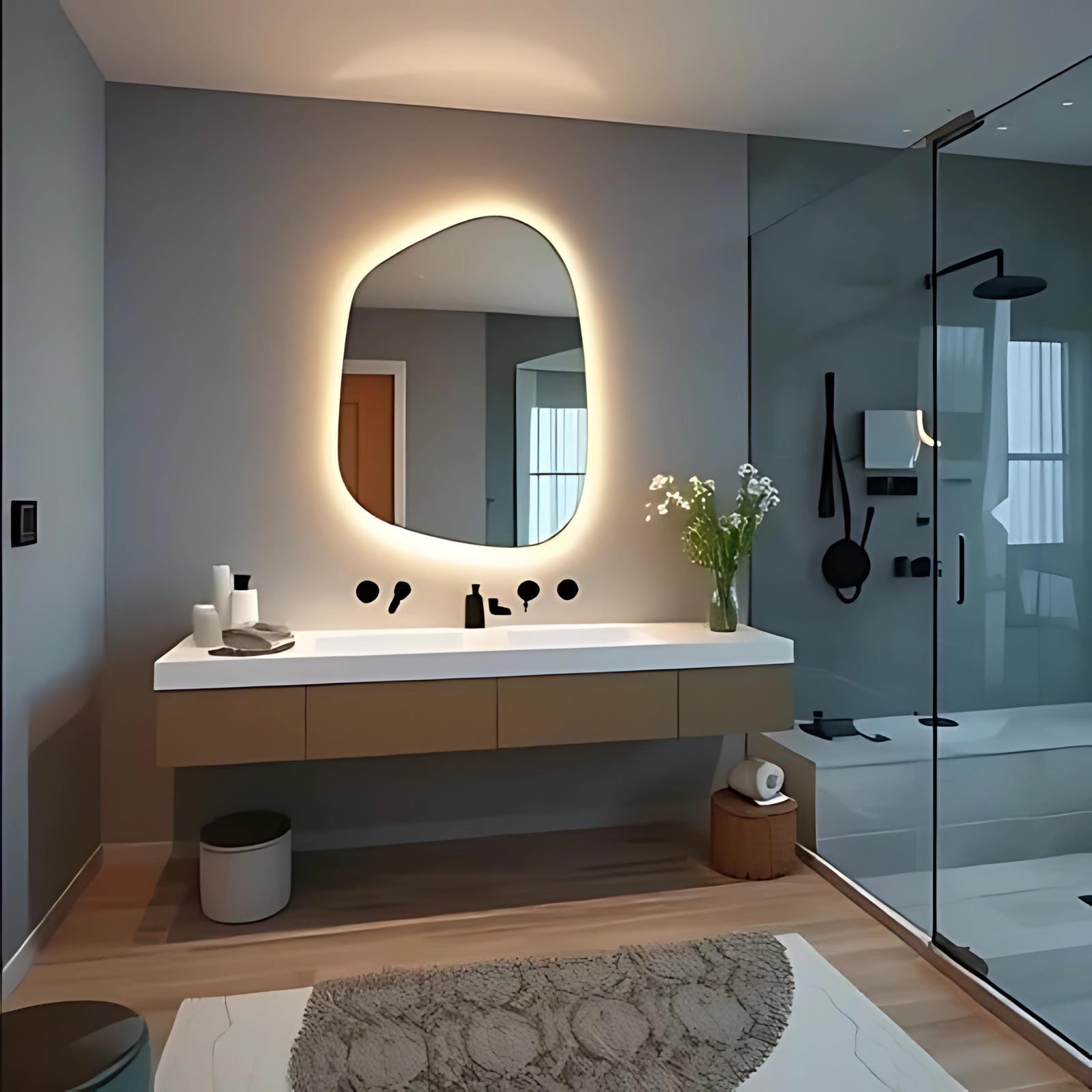 Water Drop Asymmetrical Led Mirror, Modern Design LED Mirror for Your ...