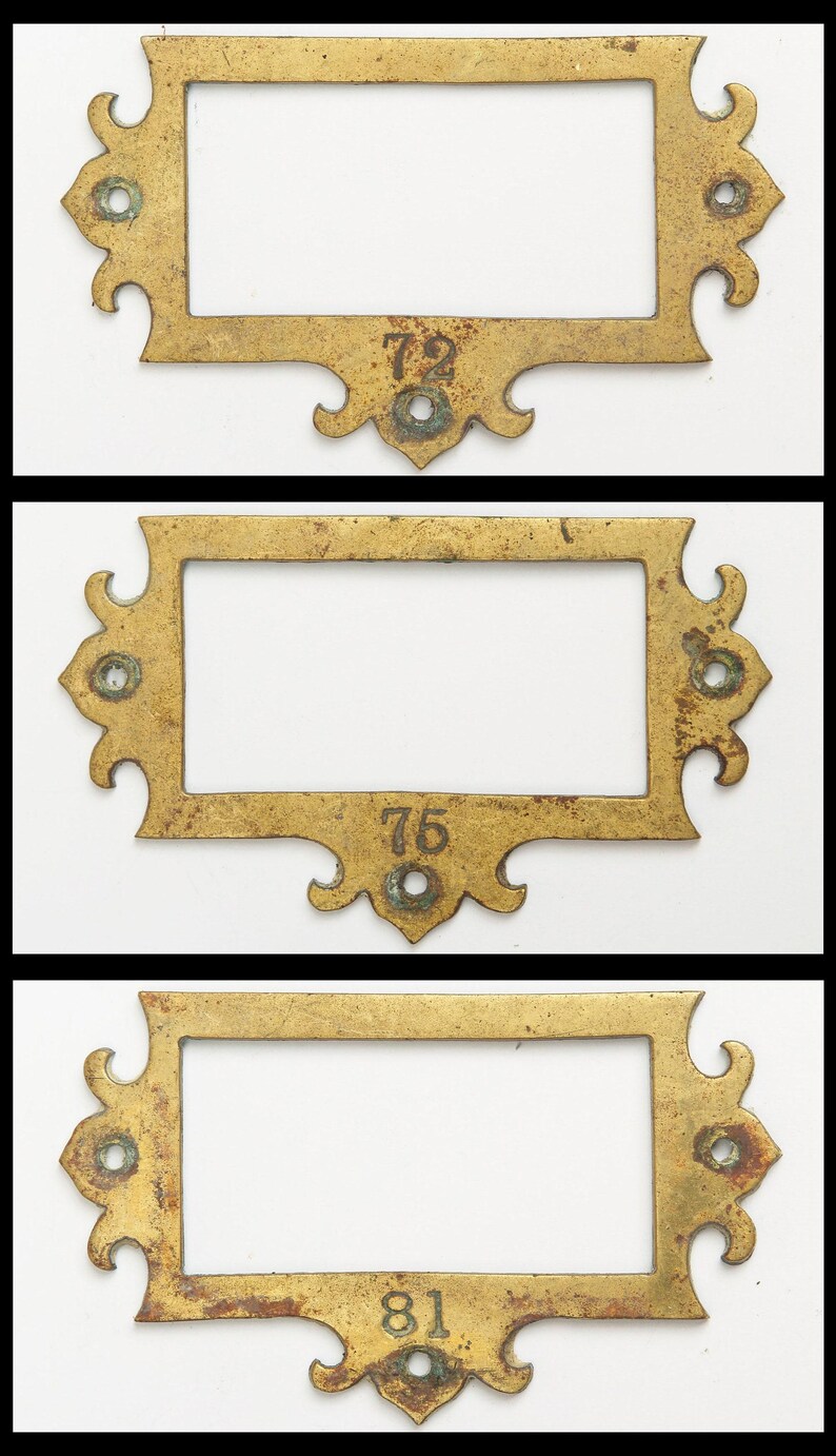 Vintage Solid Brass File Card Label Holder With Engraved Number - Etsy