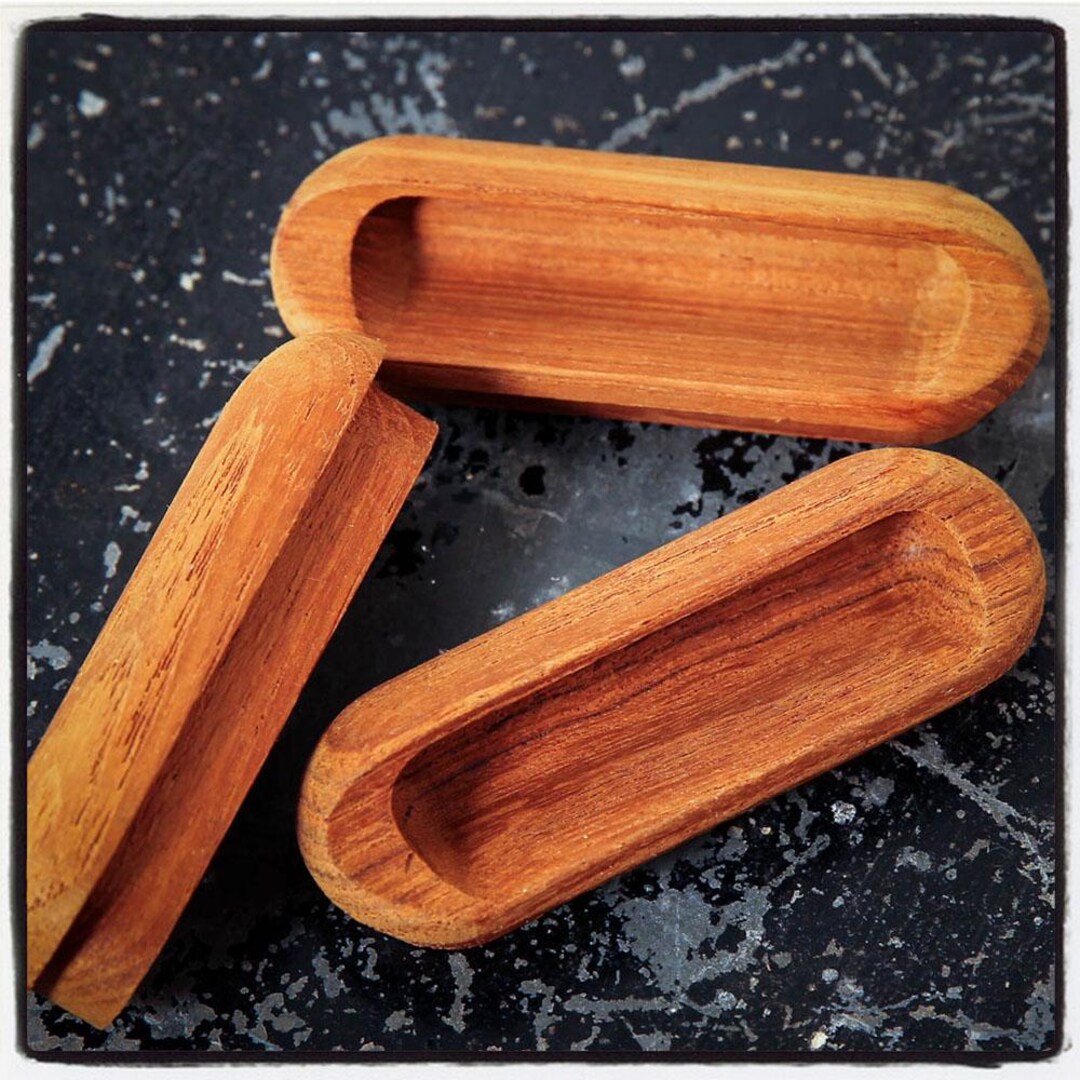 Elegant Vintage Teak Wooden Sliding Door Handles - Set of 3, Timeless ...