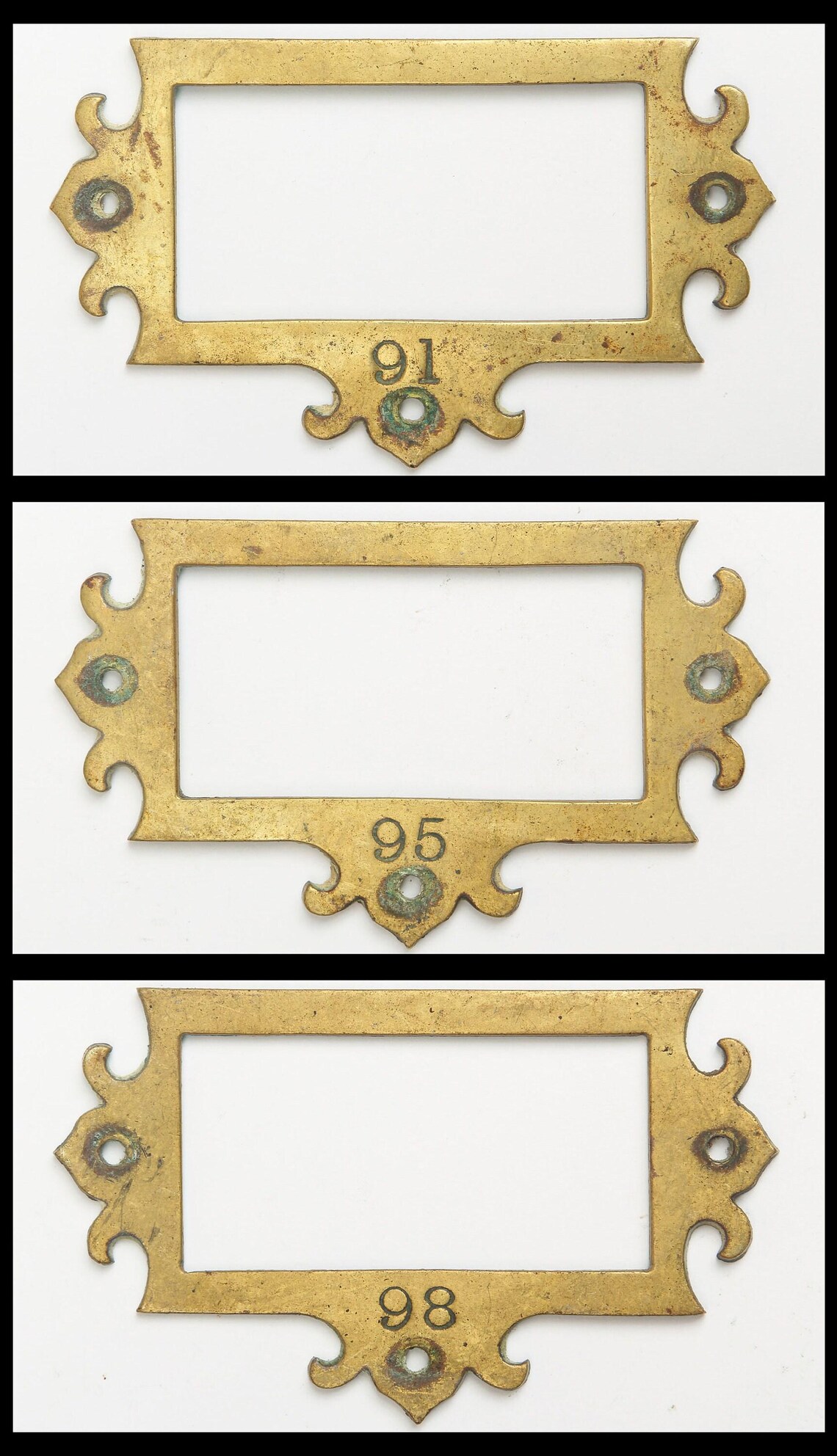 Vintage Solid Brass File Card Label Holder With Engraved Number - Etsy