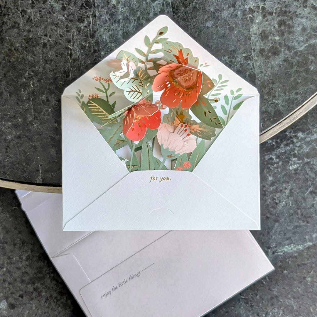 Gold Foil Floral Pop-up Envelope Greeting Card - Etsy
