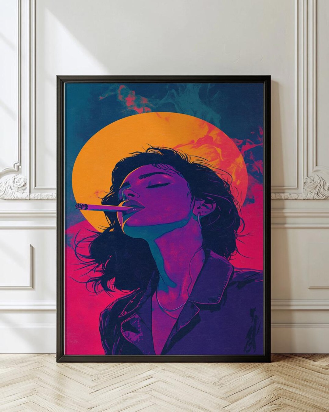 Vintage Girl Smoking Poster, Poster Giving Mafia Vibe, Digital Print of ...