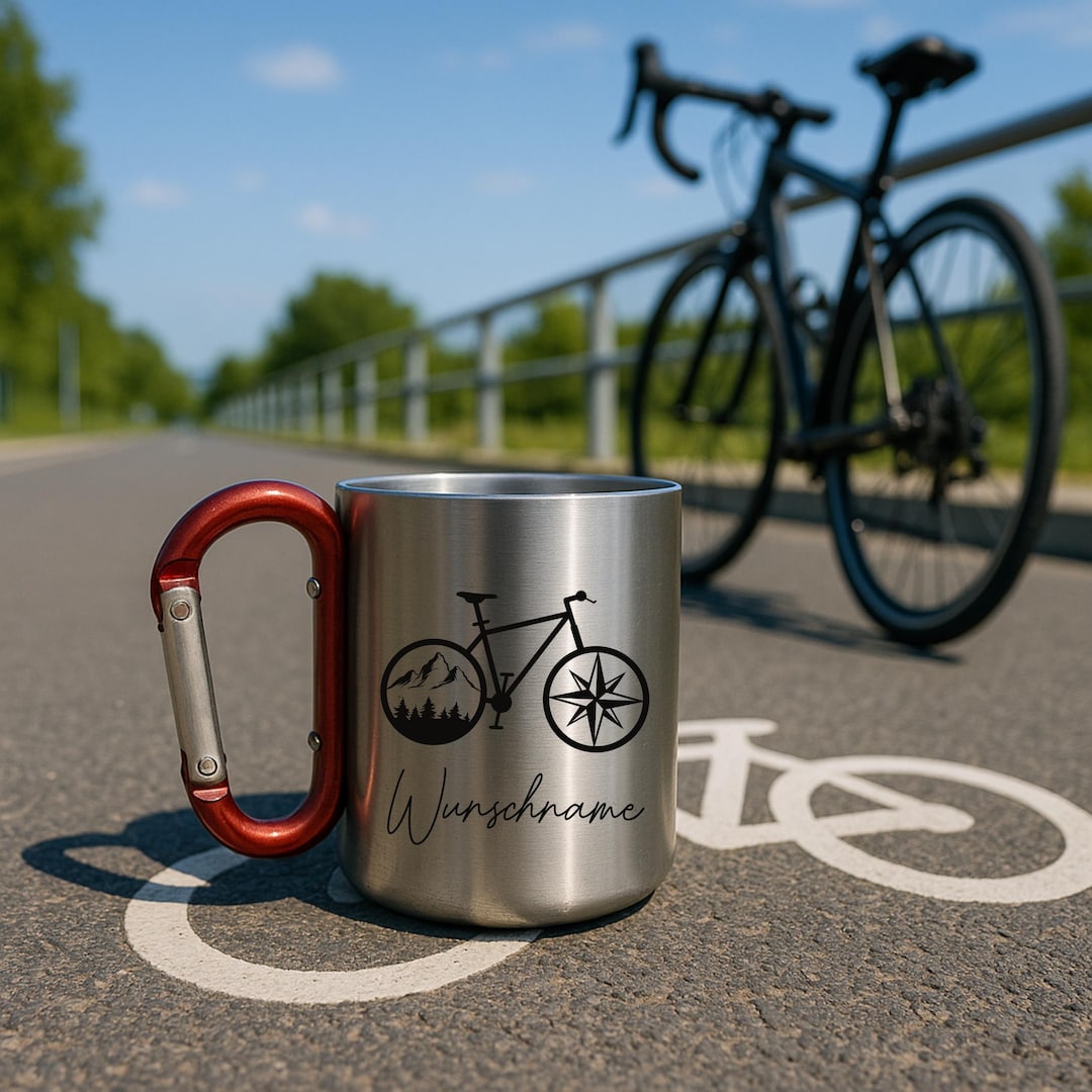 Personalized Stainless Steel Mug With Bicycle | Name Engraving | Gift ...