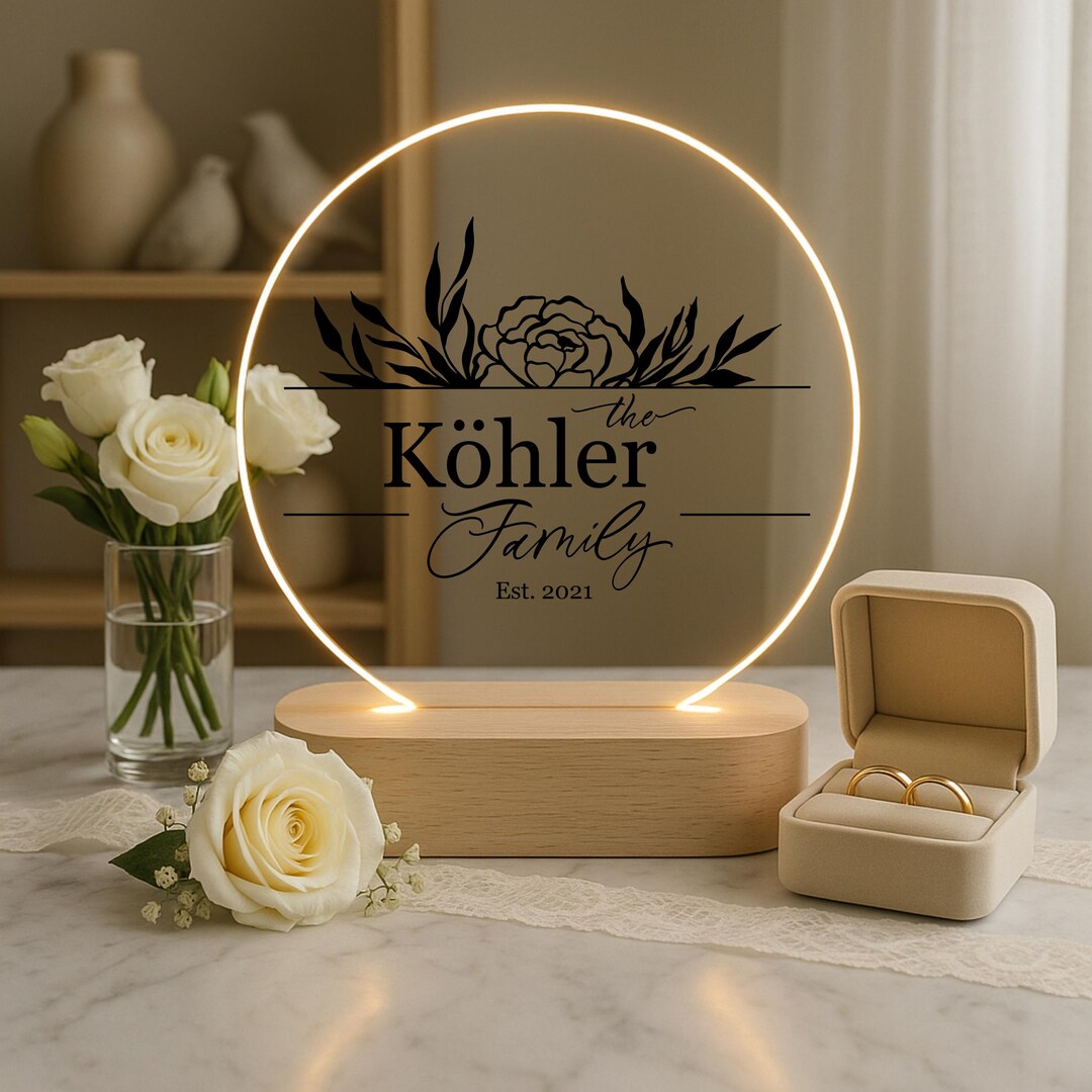 Family Monogram Lamp | Personalized Name & EST Year | Wedding ...