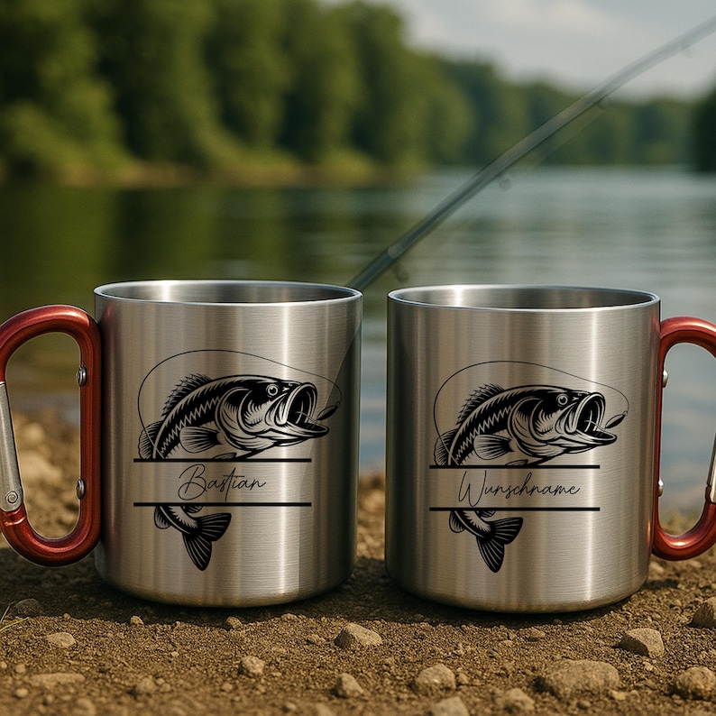 Personalized Fishing Mug With Name – Stainless Steel Mug With Engraving ...
