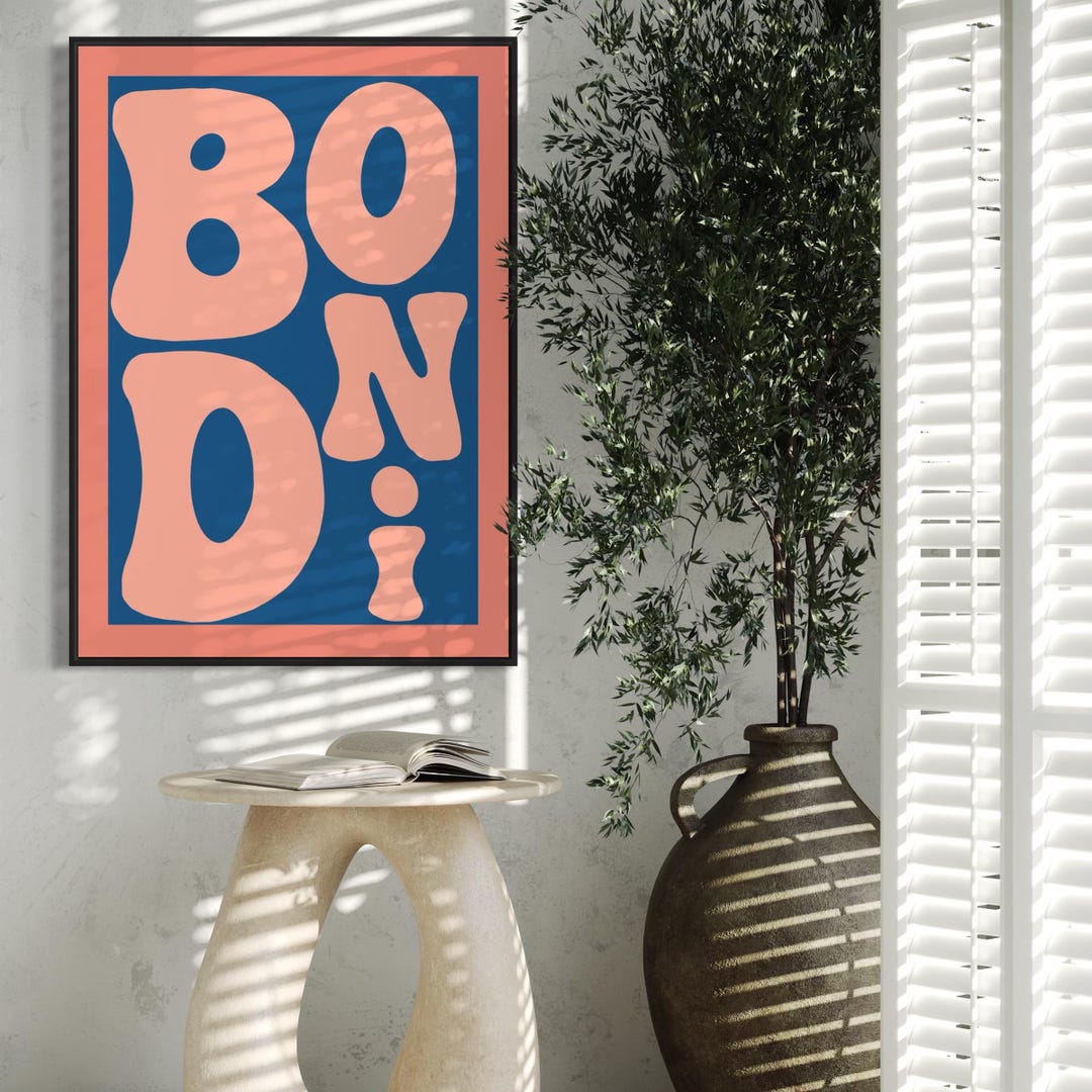 Bondi Art Print | Eastern Suburbs Coastal Wall Art | Retro Typography ...