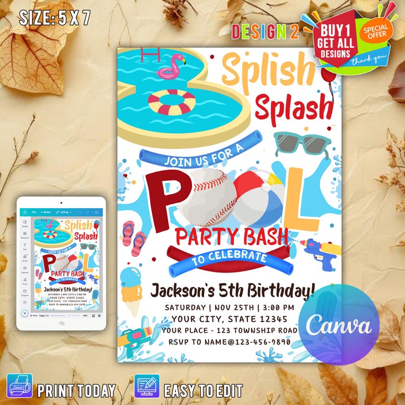 Baseball Pool Party Baseball Invitation, Baseball Pool Party Invitation ...