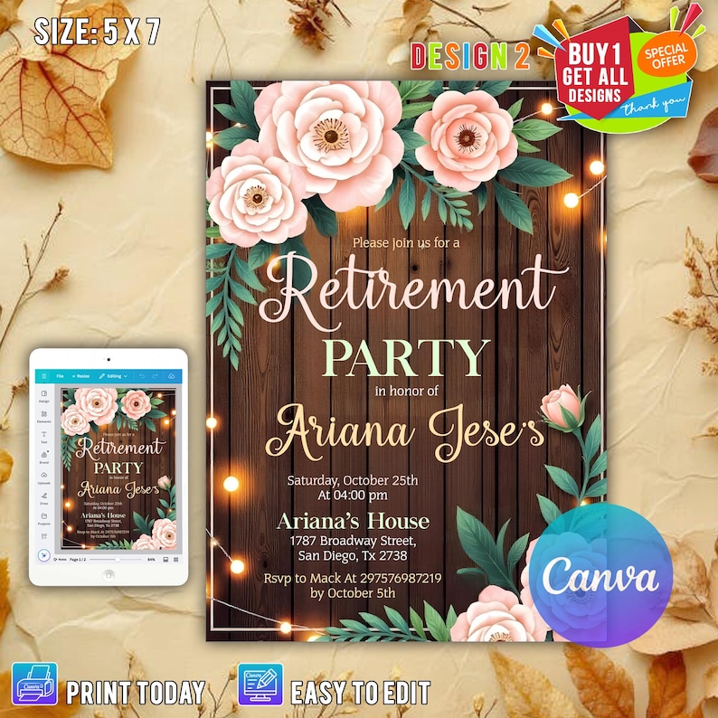 Editable Retirement Birthday Party It's a Surprise, Retirement Party ...
