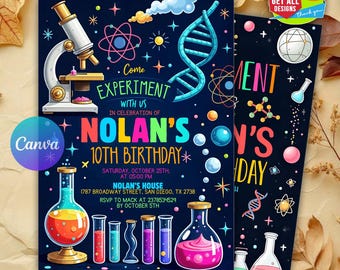 Editable Mad Science Experiment Birthday Invitation, Science Experiment ...