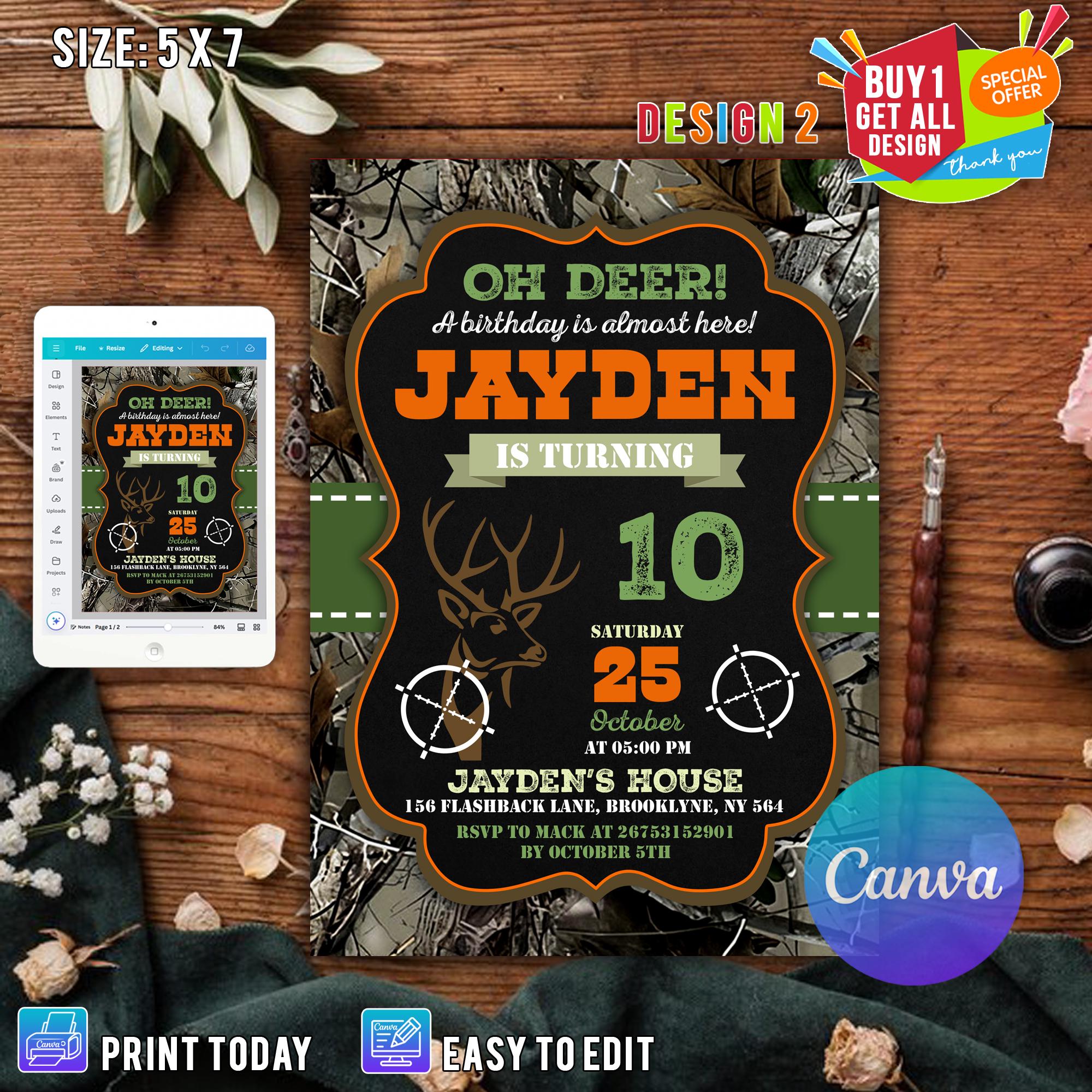 Hunting Birthday Party Invitation, Hunting Invitation, Birthday ...