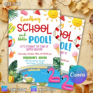 End of School Party Invitation, Schools Out Party Invite, Goodbye ...