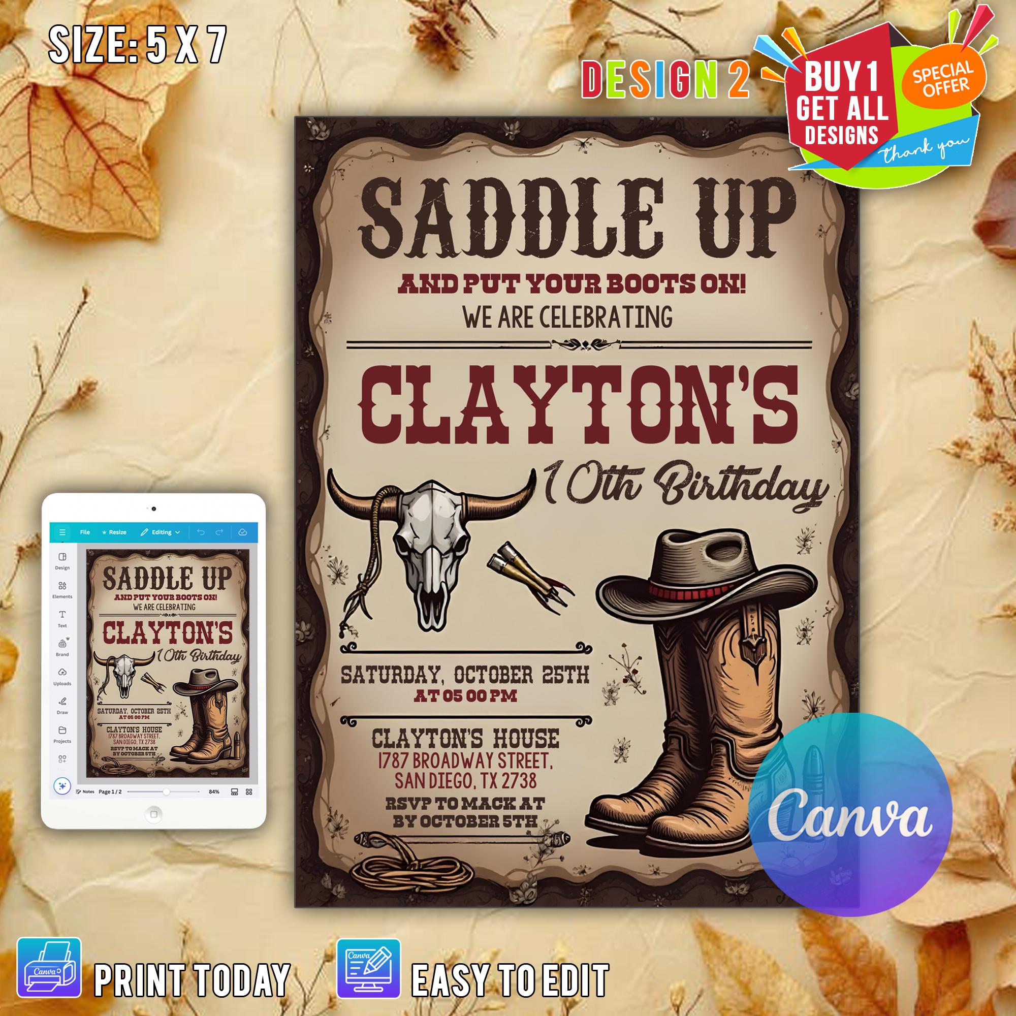 Cowboy Party Invitation, Western Theme Invitation, Western Birthday ...