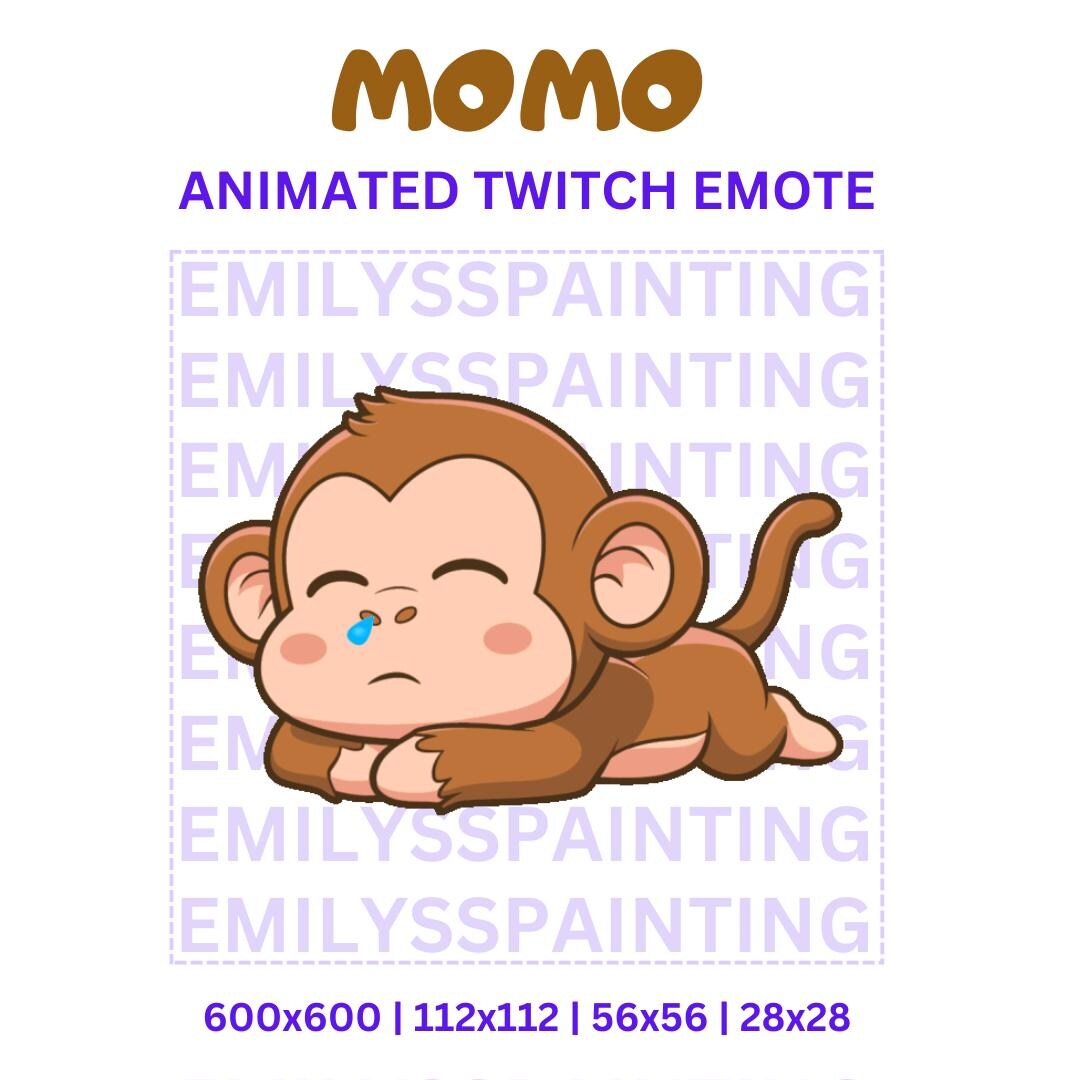 Animated Cute Kawaii Chibi Monkey Emote, Sleepy Monkey Emote for Twitch ...