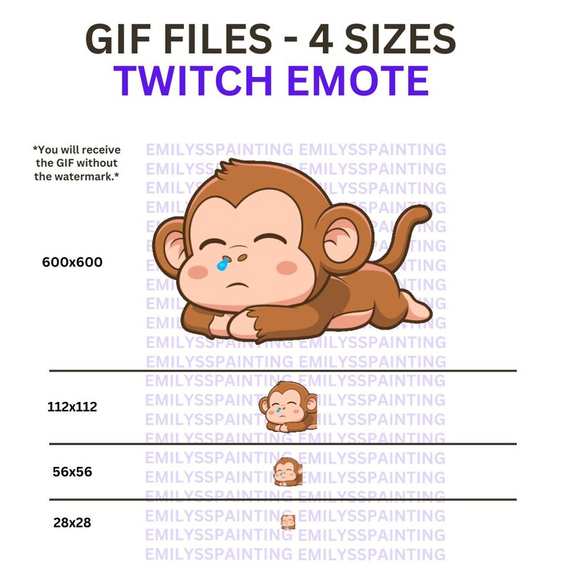Animated Cute Kawaii Chibi Monkey Emote, Sleepy Monkey Emote for Twitch ...