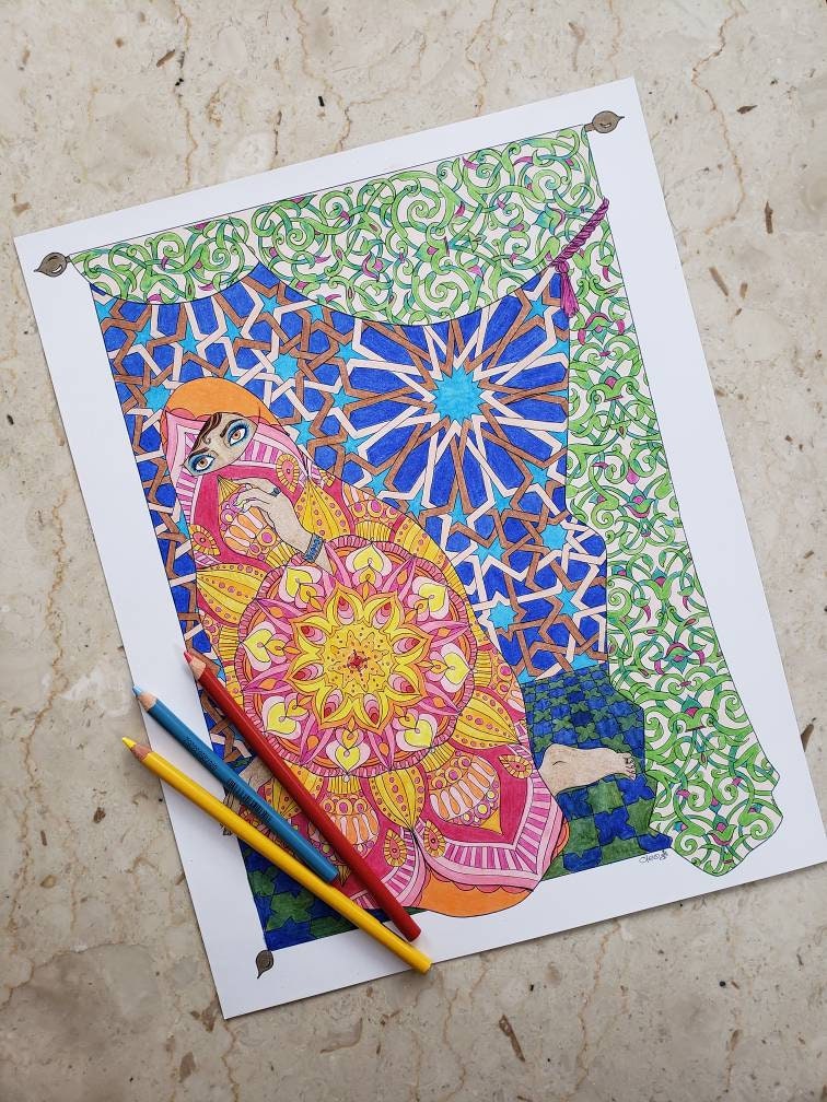 Downloadable Coloring Page, Middle Eastern Inspired Art and Design ...