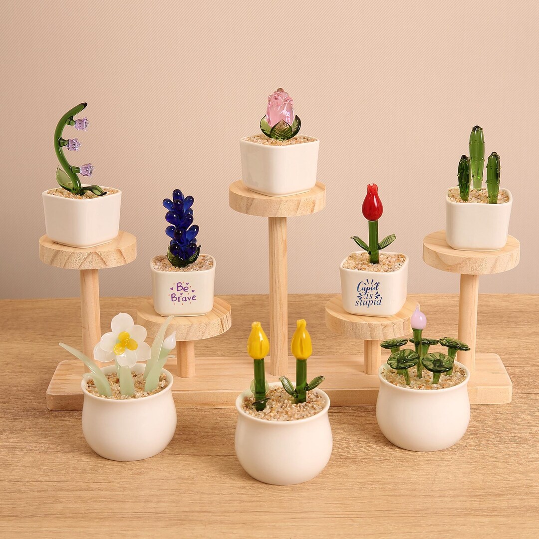 Mini Glass Flower Pot, Handmade Terrarium Plant Gift, Succulent Desk ...