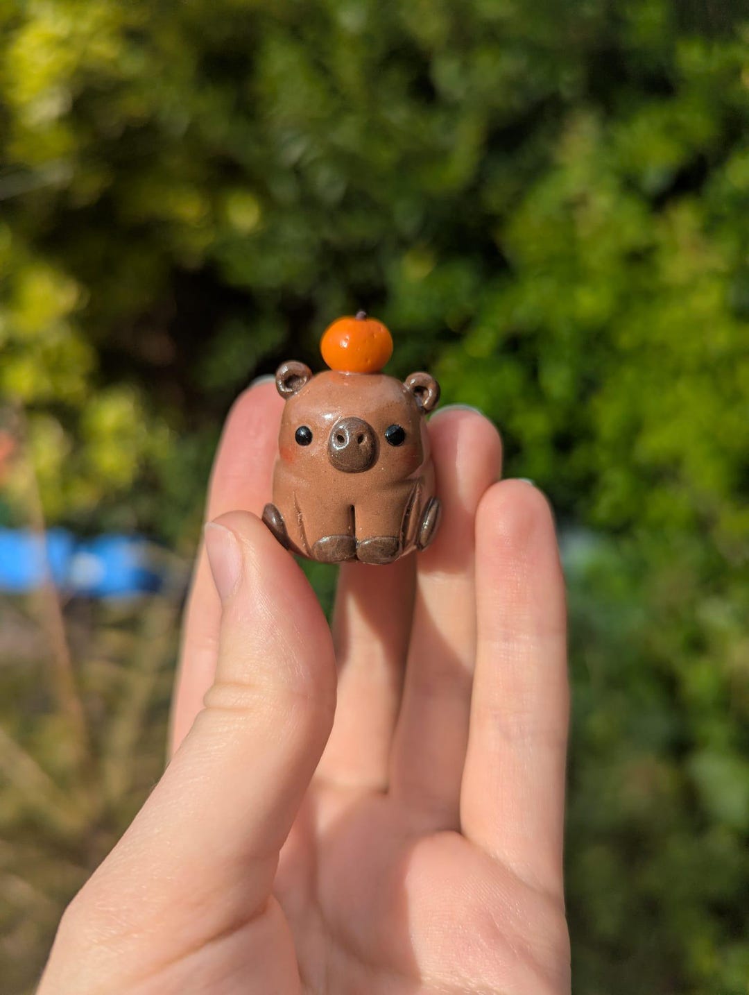 Polymer Clay Capybara With Orange Hat - Handcrafted and Glazed - Etsy