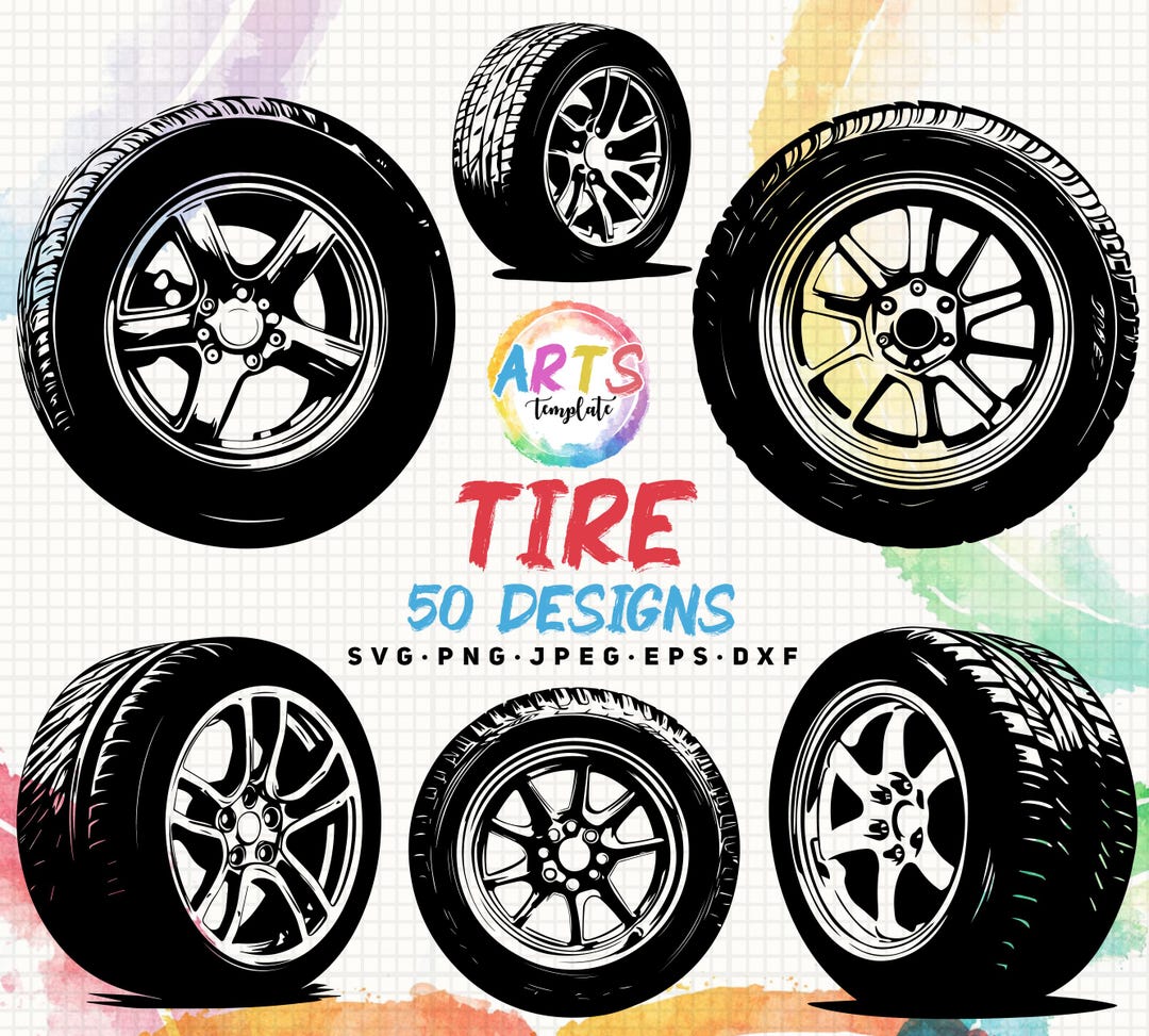 Wheel Tire Bundle Svg Png Jpeg Eps Dxf Bundle Silhouette Clipart Cricut ...