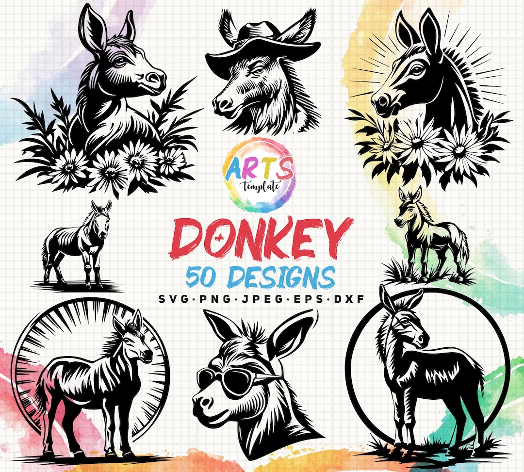 Esel svg bündel svg png jpeg eps dxf Bündel Kontur Clipart Cricut ...