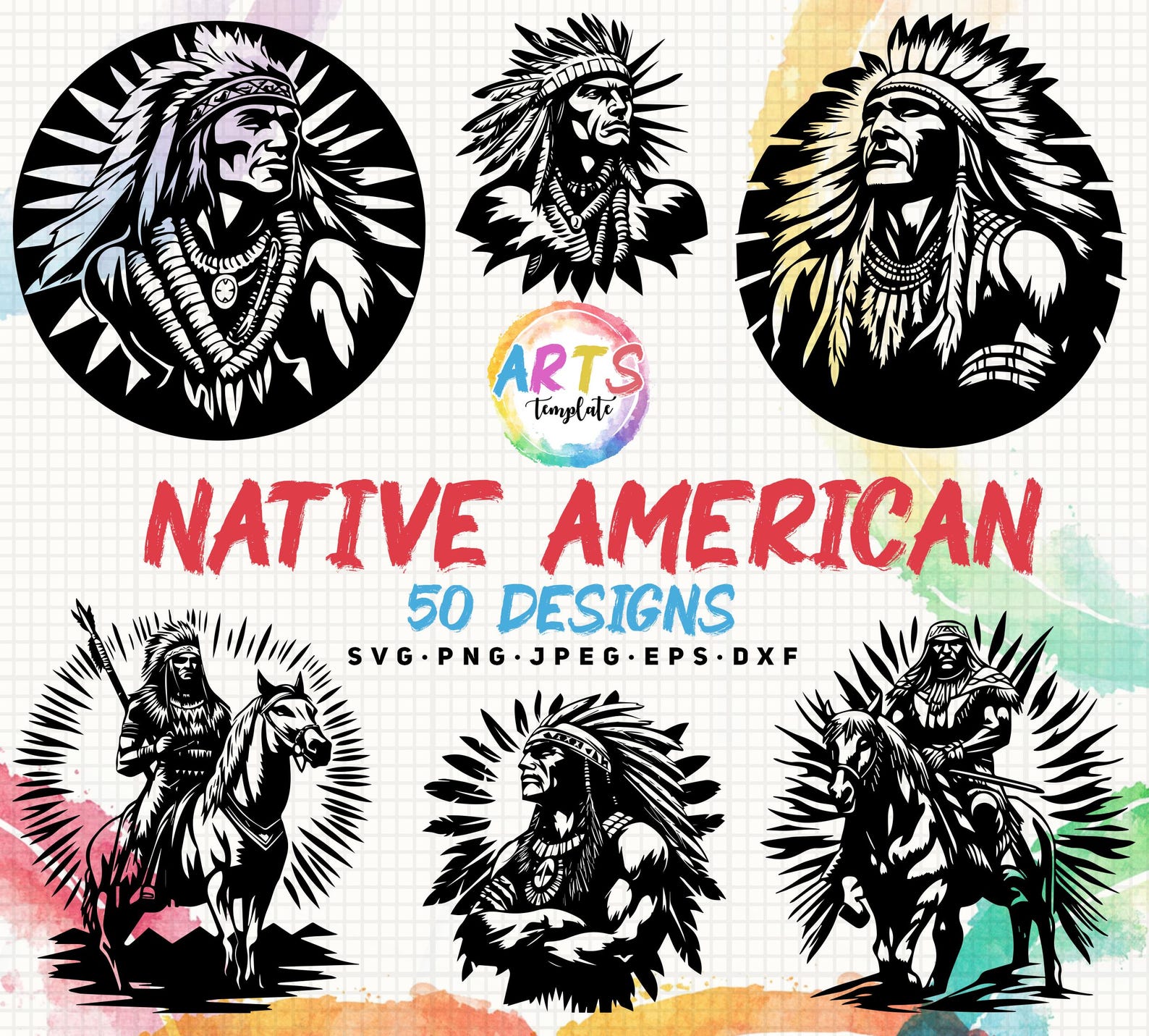 Native American Bundle Svg Png Jpeg Eps Dxf Bundle Silhouette Clipart ...