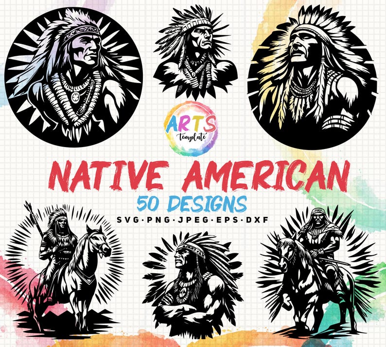 Native American Bundle Svg Png Jpeg Eps Dxf Bundle Silhouette Clipart ...