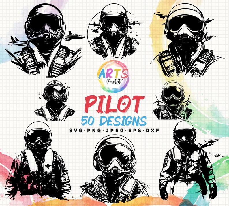 Pilot Bundle Svg Png Jpeg Eps Dxf Bundle Silhouette Clipart Cricut ...