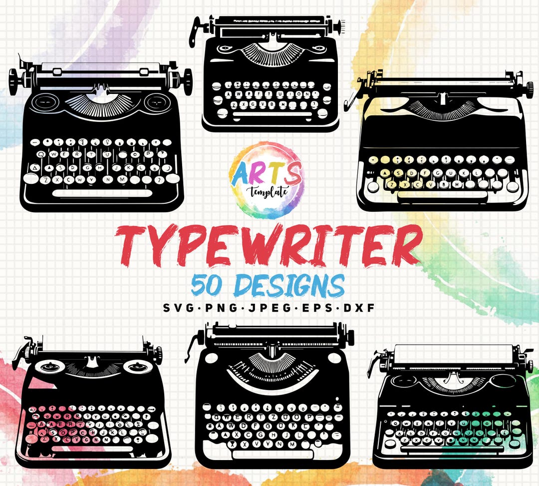 Vintage Typewriter Clipart Bundle, Commercial Use (svg, Png, Jpg, Eps ...