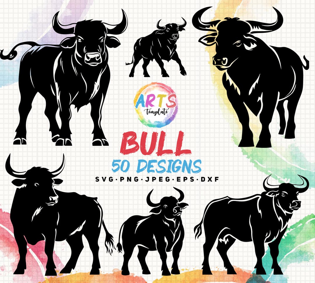 Bull Svg Bundle Svg Png Jpg Eps Dxf Bundle Silhouette Clipart Cricut ...