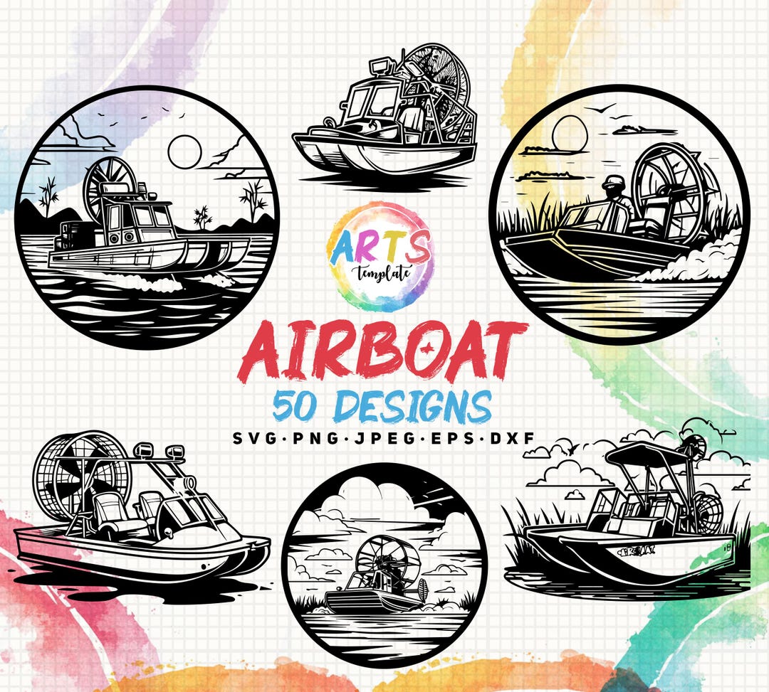 Airboat Bundle Svg Png Jpg Eps Dxf Bundle Silhouette Clipart Cricut ...