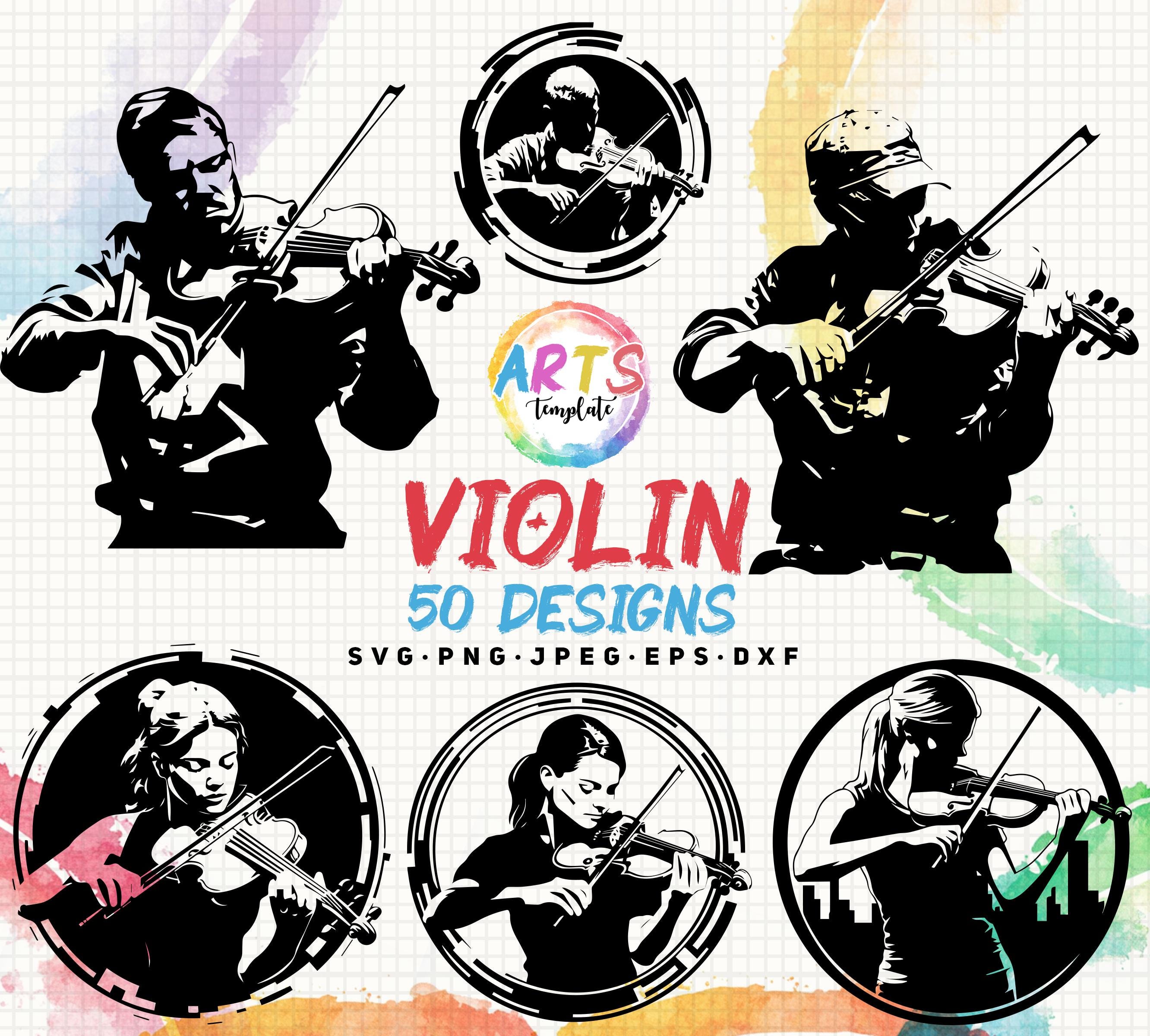 Violin Bundle Art Template Svg Png Jpeg Eps Dxf Bundle Silhouette ...