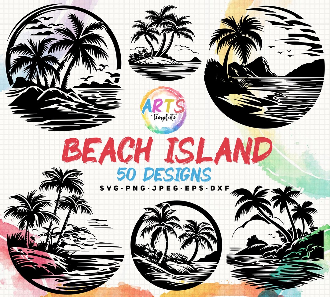 Beach Island Clipart Bundle, Summer Vacation Graphics (svg, Png, Jpg ...