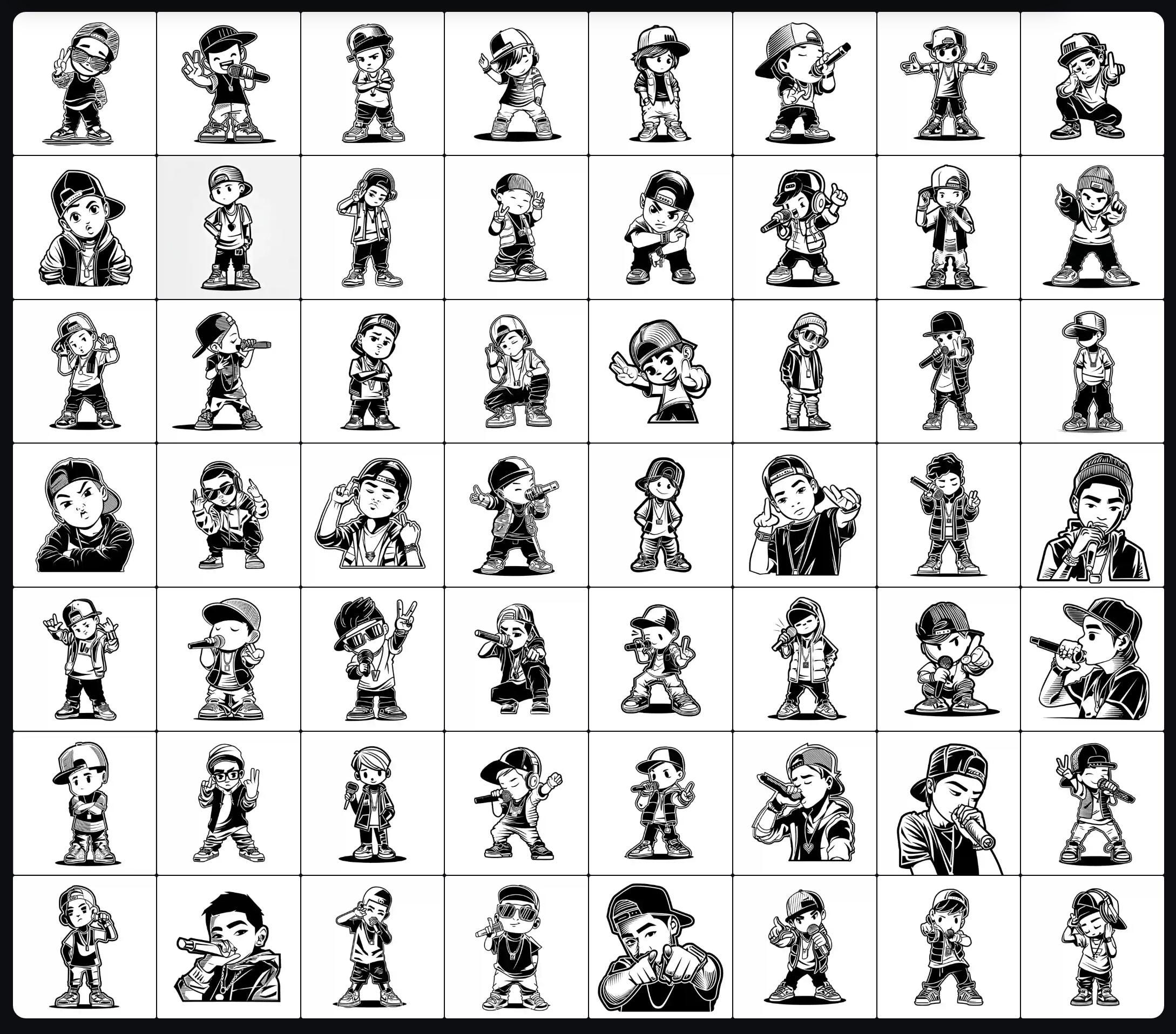 Cute Rapper Art Template Svg Png Jpeg Dxf Bundle Silhouette Clipart ...