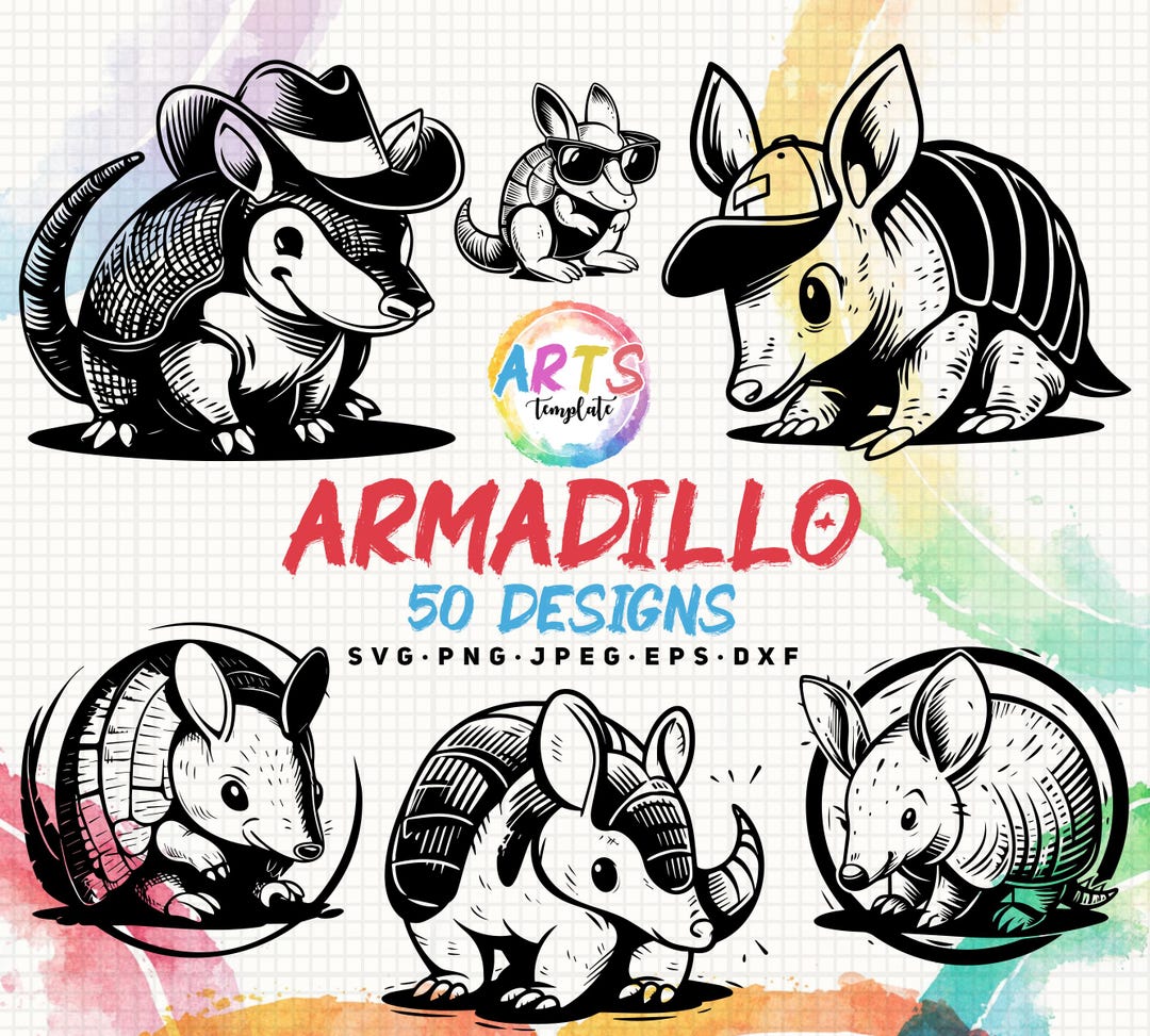 Armadillo Clipart Bundle (svg, Png, Eps, Jpg, Dxf) (digital Download ...