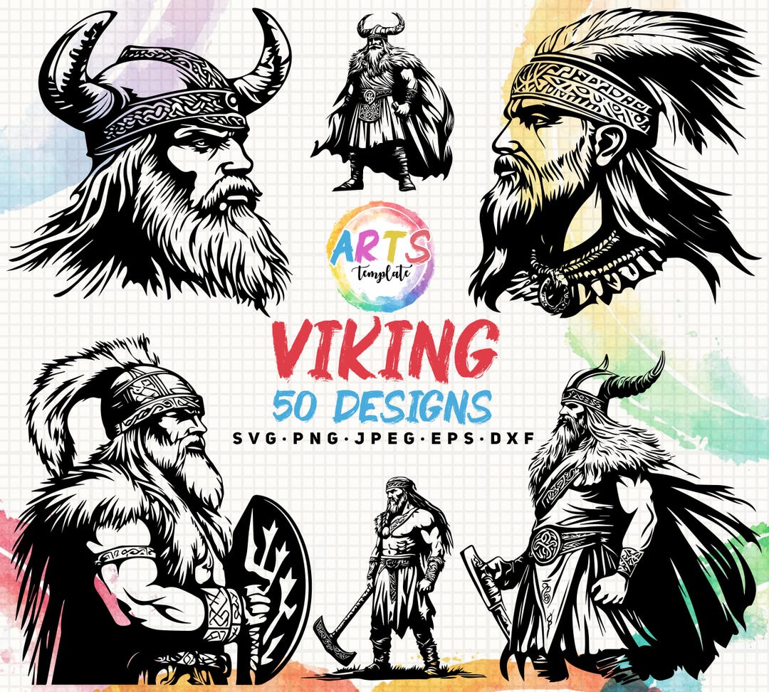 Viking Warrior Clipart Bundle, Viking Art Templates (svg, Png, Jpg, Eps ...