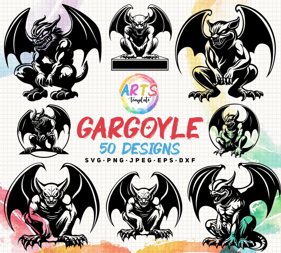 Gargoyle Bundle Svg Png Jpeg Eps Dxf Bundle Silhouette Clipart Cricut ...