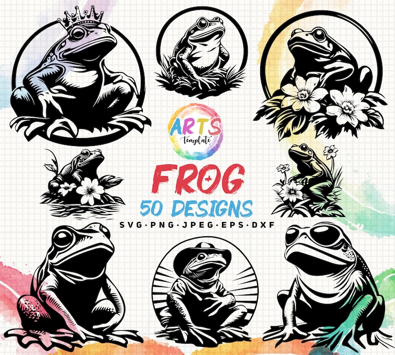 Frog Clipart Bundle, Vector Art, Commercial Use (svg, Png, Jpg, Eps ...