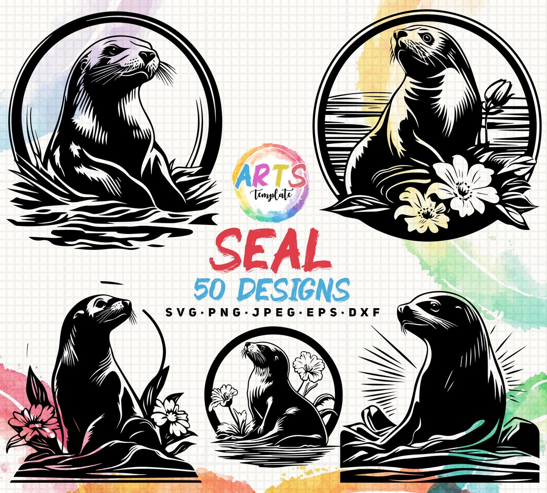 Seal Animal Bundle Svg Png Jpeg Eps Dxf Bundle Silhouette Clipart ...