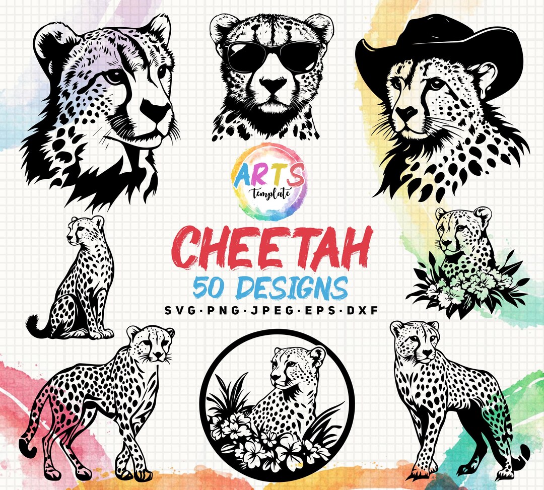 Cheetah Bundle Svg Png Jpeg Eps Dxf Bundle Silhouette Clipart Cricut ...